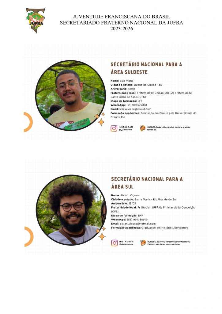 Secretariado Fraterno Nacional da JUFRA 2023 – 2026 | CFFB Conferência ...